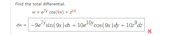 Solved Find the total differential. | Chegg.com