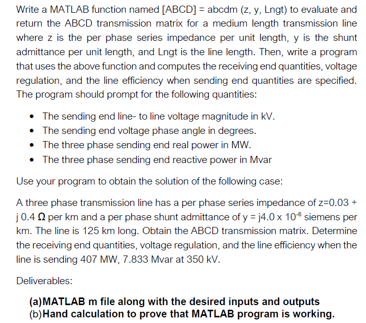 Write a MATLAB function named [ABCD]abcdm (z, y, | Chegg.com