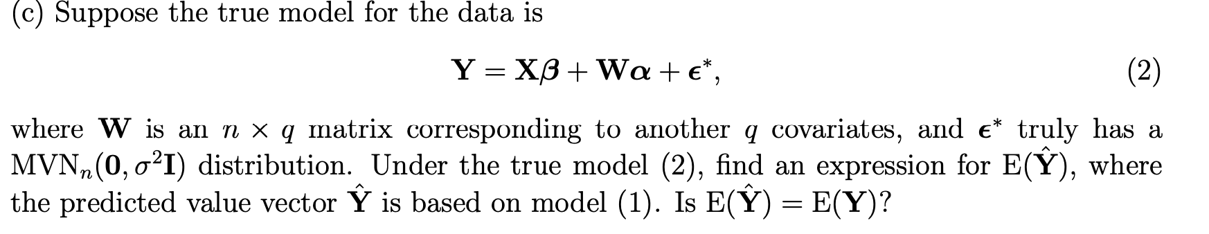 Solved 1. A multiple linear regression model Y = XB+e, (1 ) | Chegg.com