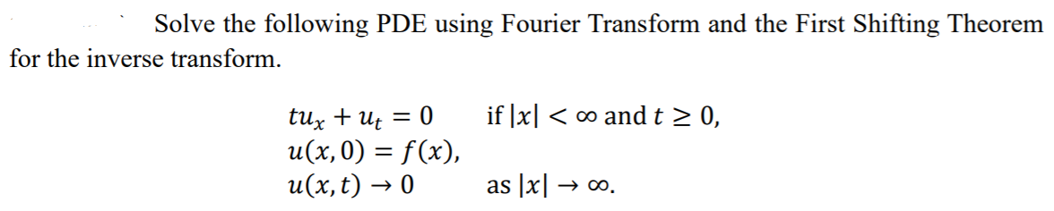 Solved Solve the following PDE using Fourier Transform and | Chegg.com
