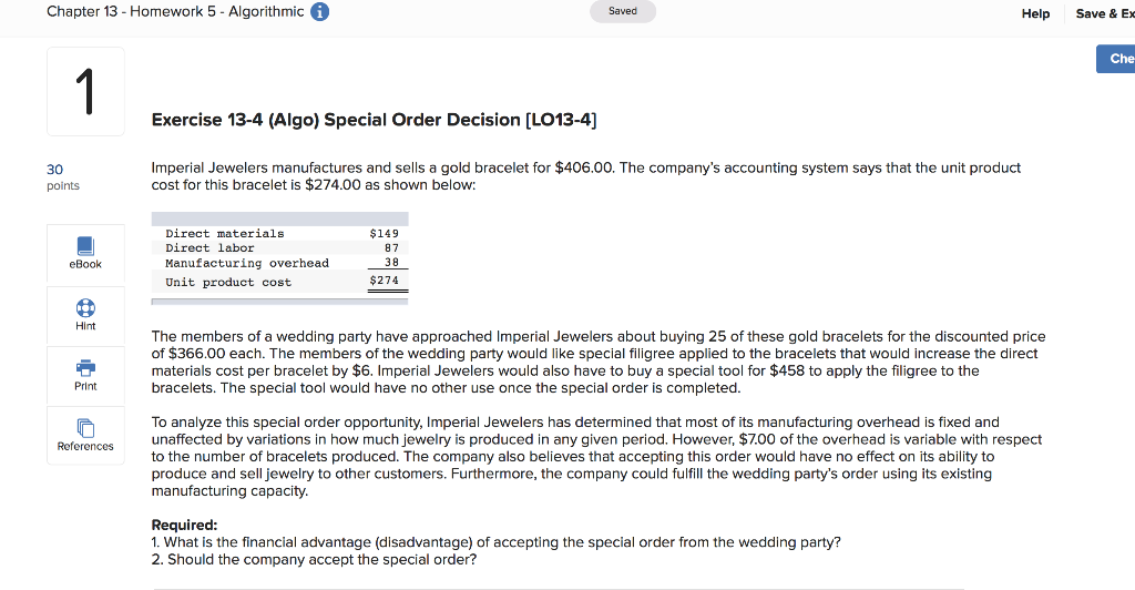 Solved Chapter 13 - Homework 5 - Algorithmic Saved Help Save | Chegg.com
