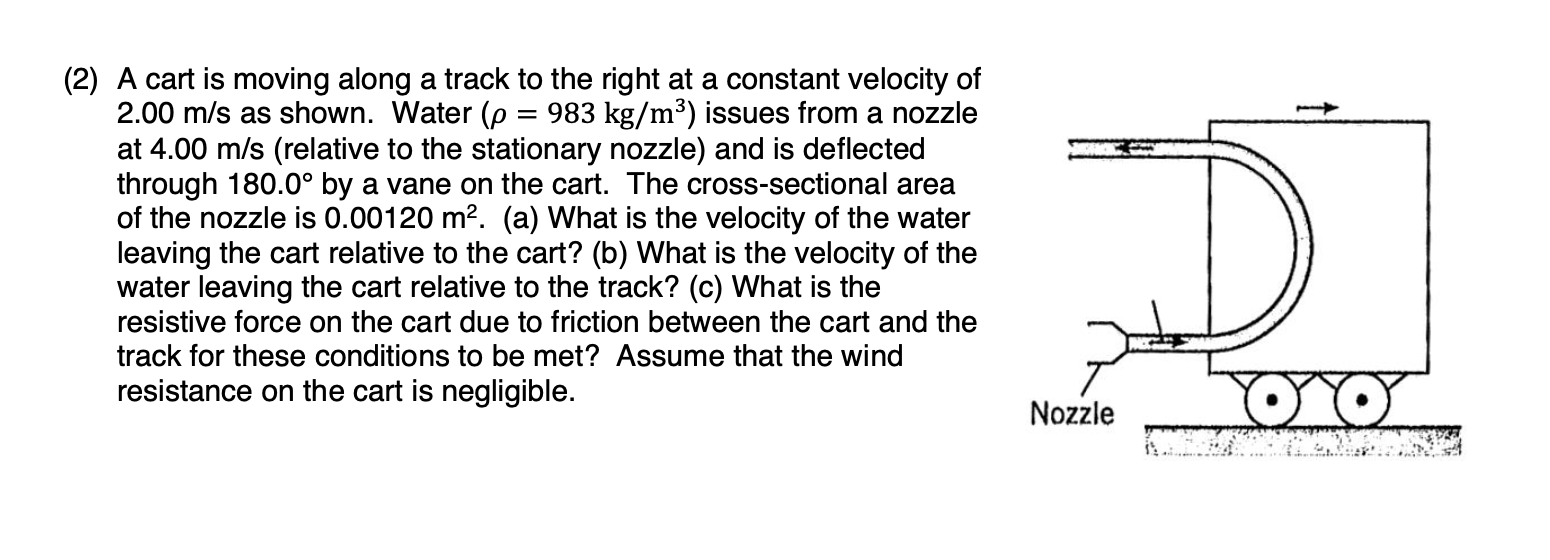 Solved (2) A cart is moving along a track to the right at a | Chegg.com