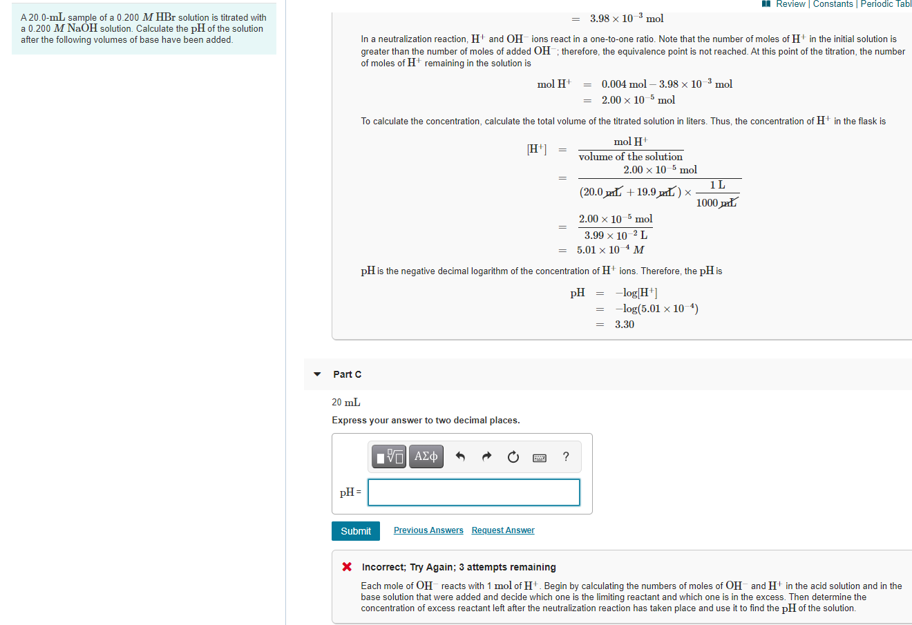 Solved A 20.0-ml sample of a 0.200 M HBr solution is | Chegg.com