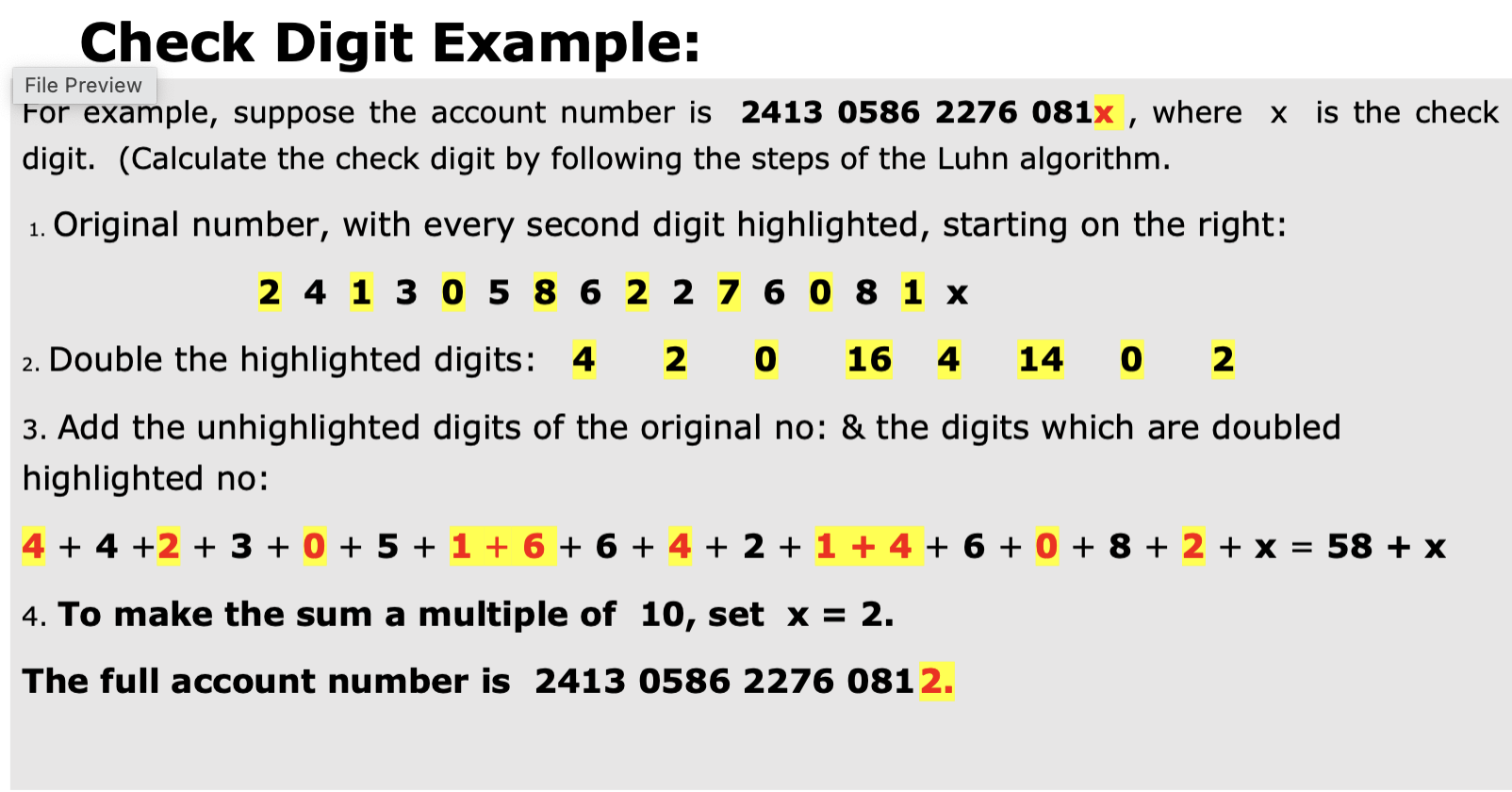 Solved Find The Best Possible Check Digit Using Luhn S