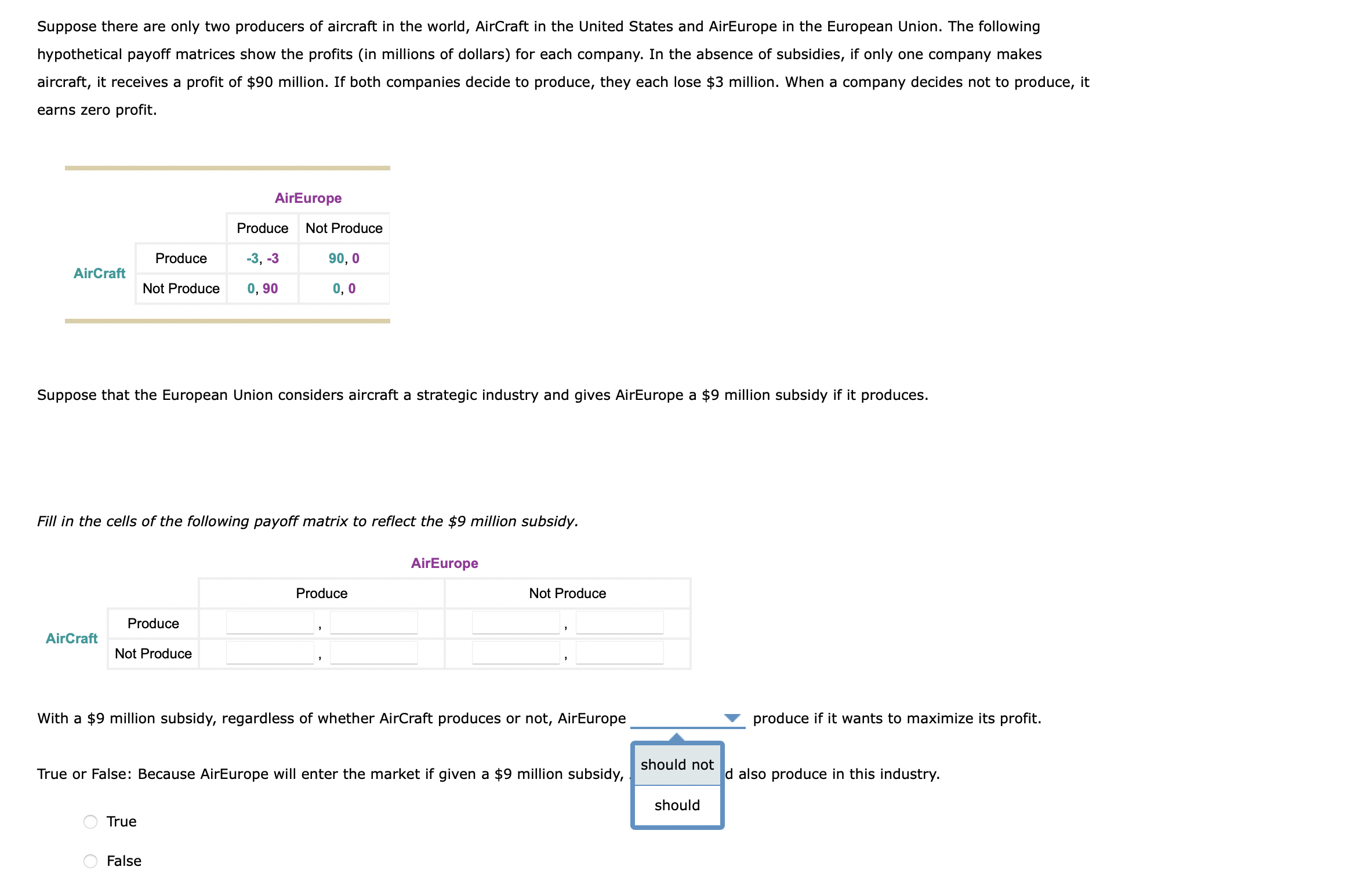 Solved Suppose there are only two producers of aircraft in | Chegg.com