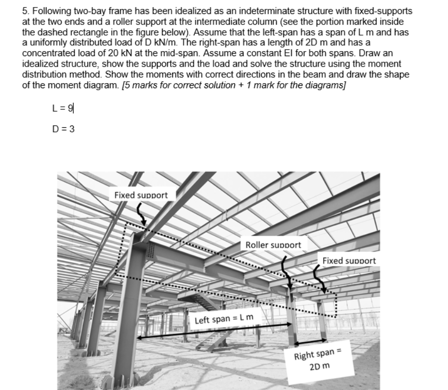 Solved 5. Following two-bay frame has been idealized as an | Chegg.com