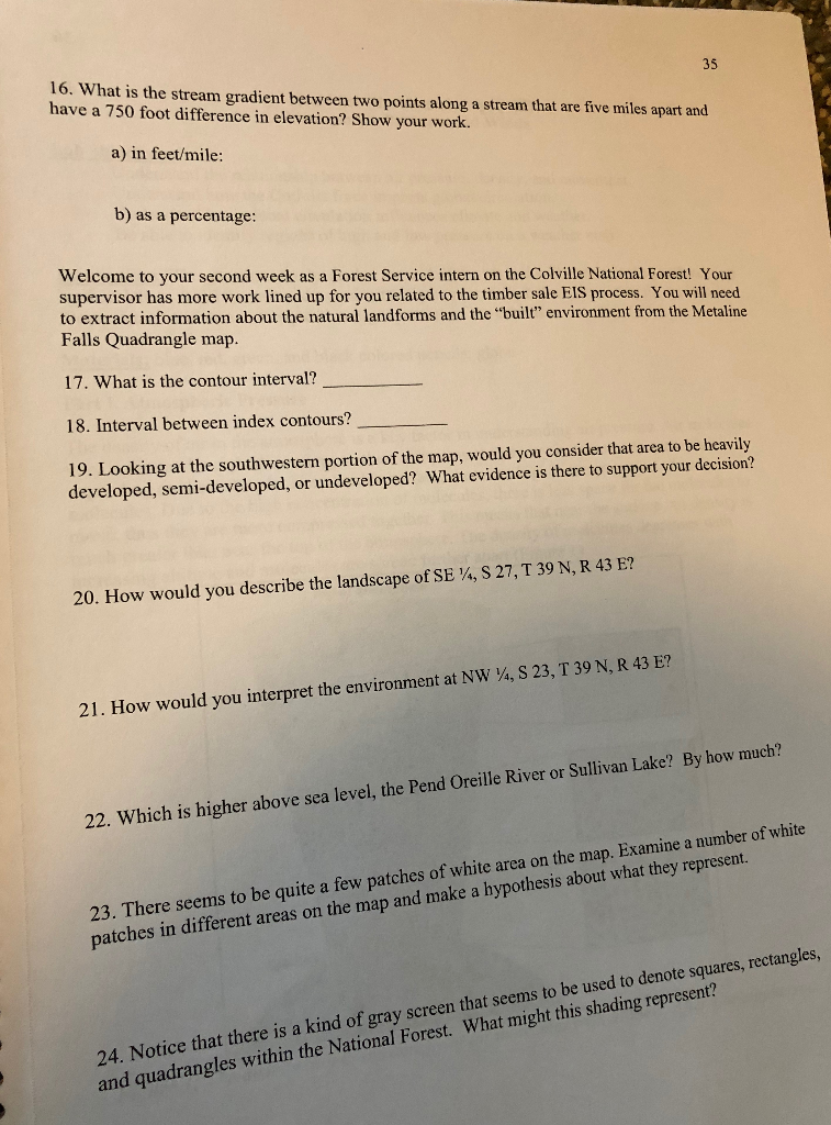 Solved 16. What is the stream gradient between two points | Chegg.com