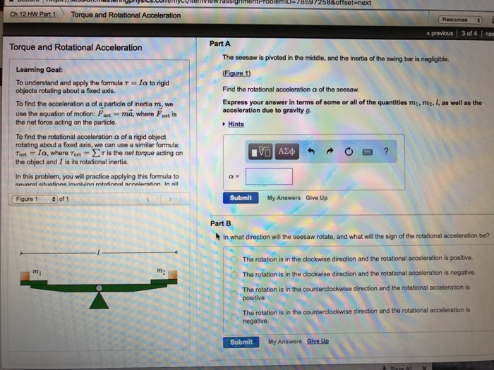 Solved To understand and apply the formula tau = I alpha to | Chegg.com
