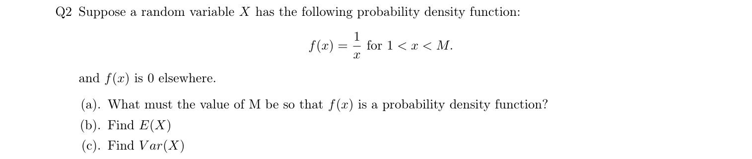 Solved Q2 ﻿Suppose a random variable x ﻿has the following | Chegg.com