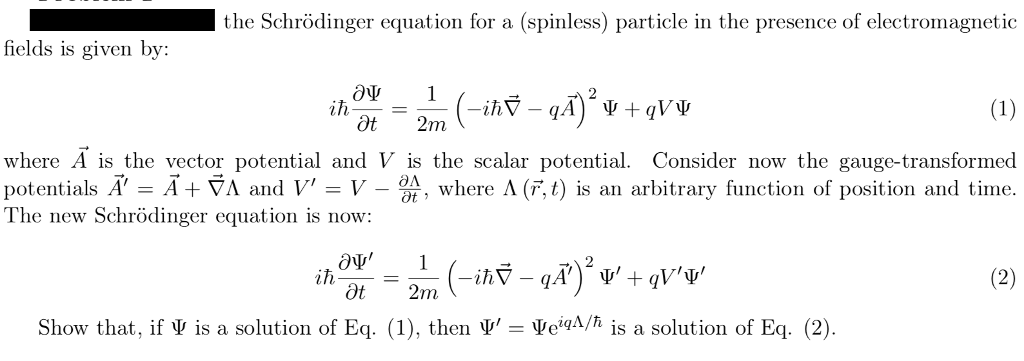Solved equation for a (spinless) particle in the preseno | Chegg.com