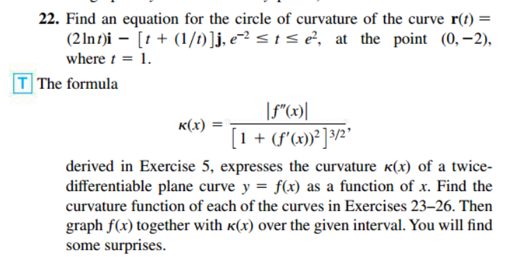 22. Find an equation for the circle of curvature of | Chegg.com