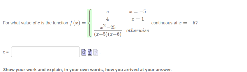 Solved For what value of c is the function | Chegg.com