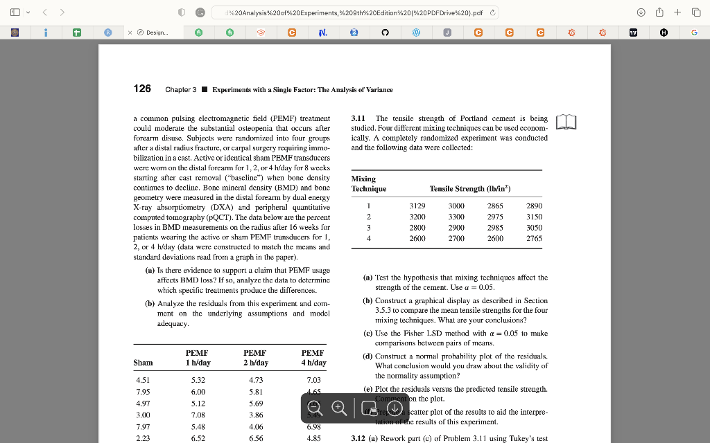 126 Chapter 3 Experiments with a Single Factor: The | Chegg.com