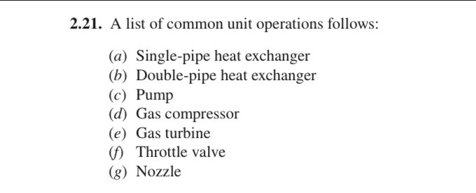 Solved 2.21. A list of common unit operations follows: (a) | Chegg.com