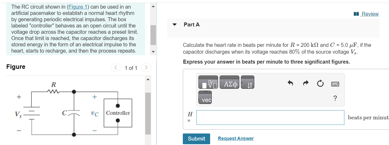 Solved The RC circuit shown in (Figure 1) can be used in an | Chegg.com