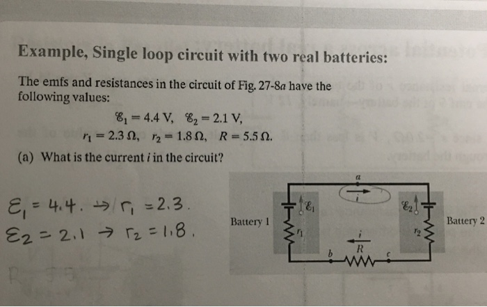 Solved The emfs and resistances in the circuit of Fig. 27-8a | Chegg.com