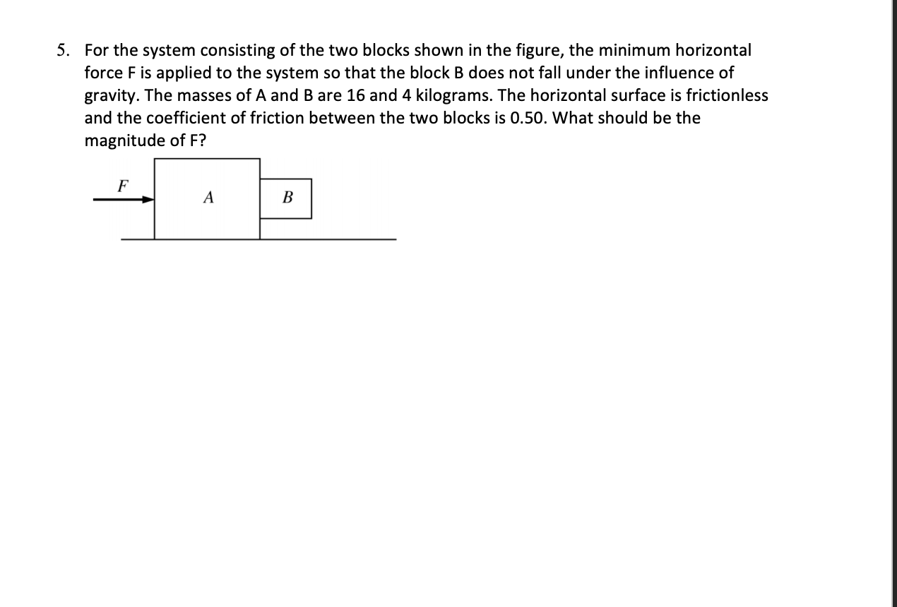 Solved 5. For the system consisting of the two blocks shown | Chegg.com