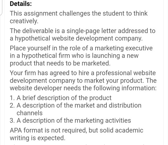 Solved Details: This assignment challenges the student to | Chegg.com