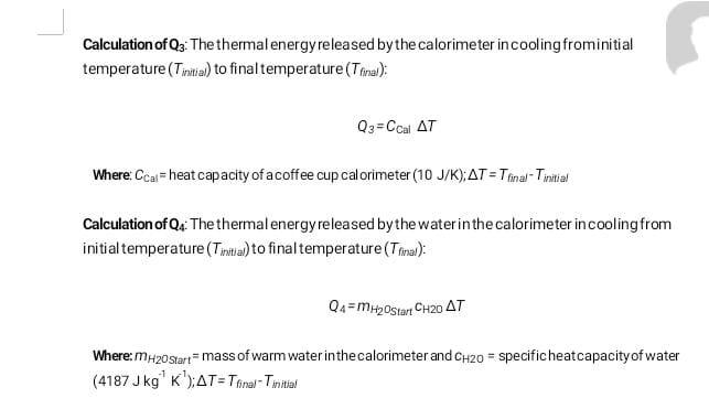 Calculation of Q3 : The thermal energy released by | Chegg.com