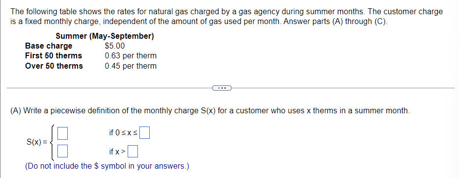 Solved The following table shows the rates for natural gas | Chegg.com