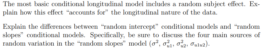 Solved The most basic conditional longitudinal model | Chegg.com