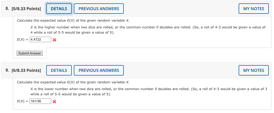 Solved Calculate The Expected Value E X Of The Given Random