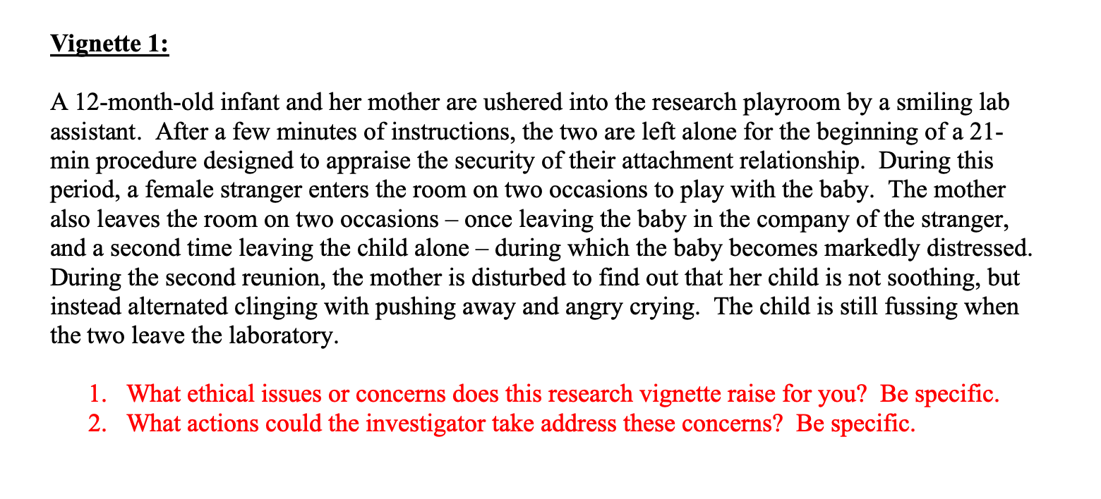 Solved Vignette 1: A 12-month-old infant and her mother are | Chegg.com