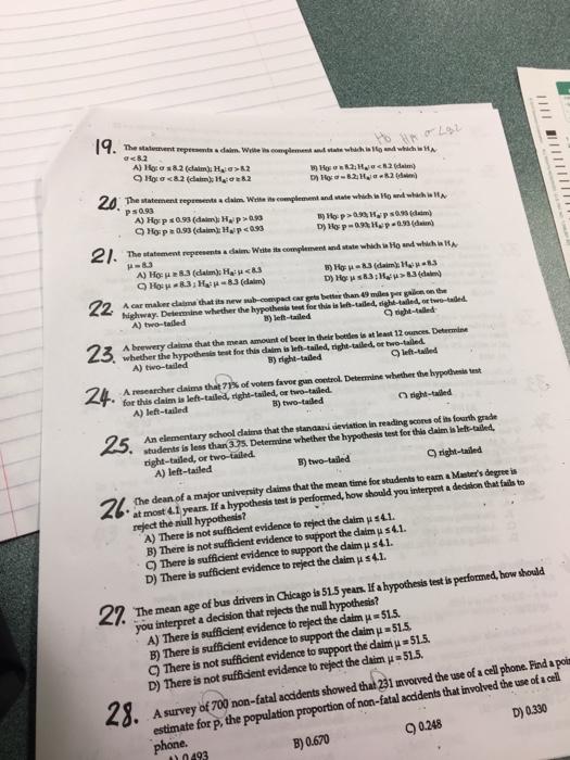 Solved The statement represents a claim. Write its | Chegg.com