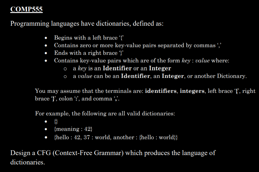 Solved COMP555 Programming languages have dictionaries, | Chegg.com