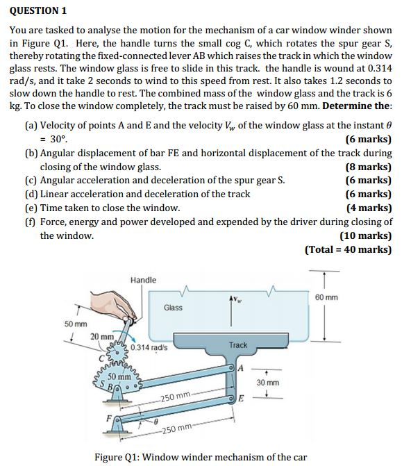Solved QUESTION 1 You are tasked to analyse the motion for | Chegg.com