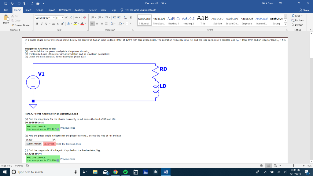 Solved Documentl Word Nick Paone Insert Design Layout | Chegg.com