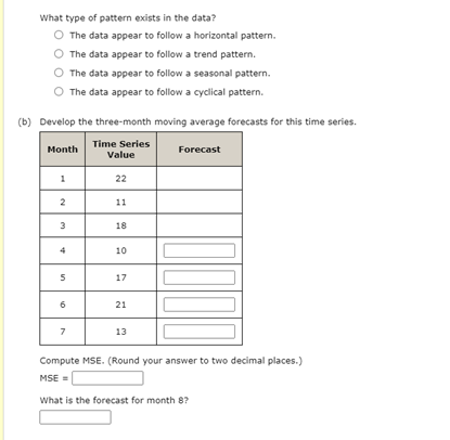 Solved What type of pattern exists in the data? The data | Chegg.com