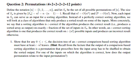Solved Question 2: Permutations ( 4+2+2+2+2=12 | Chegg.com
