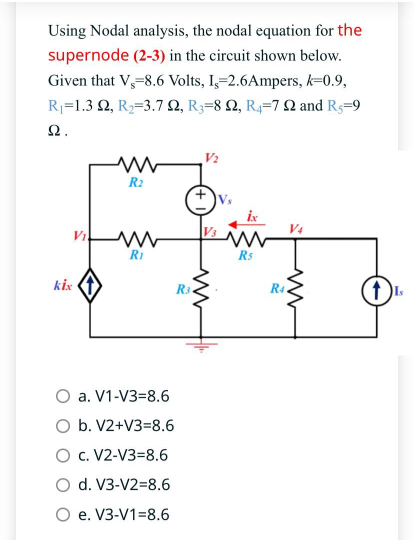 Solved Using Nodal analysis, the nodal equation for the | Chegg.com