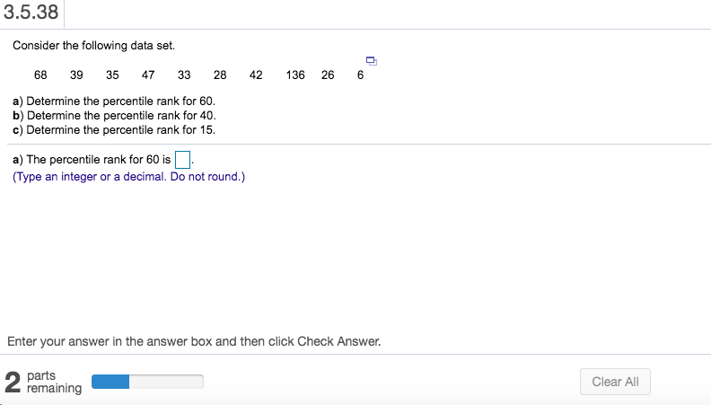 Solved 3.5.38 Consider the following data set. 68 39 35 47 | Chegg.com