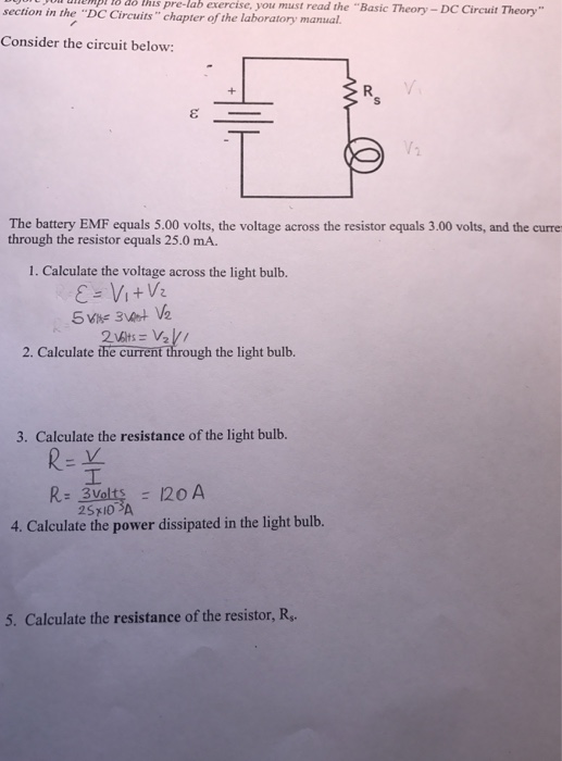 Solved section in the DC Circuits" chapter of the laboratory | Chegg.com