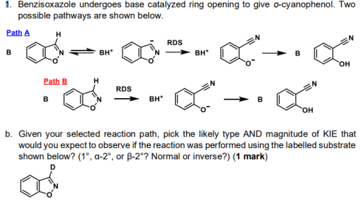 Solved 1. Benzisoxazole undergoes base catalyzed ring | Chegg.com