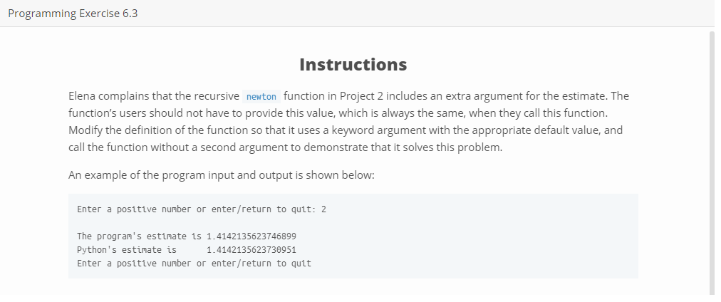 Solved Programming Exercise 6.3 Instructions Elena complains | Chegg.com