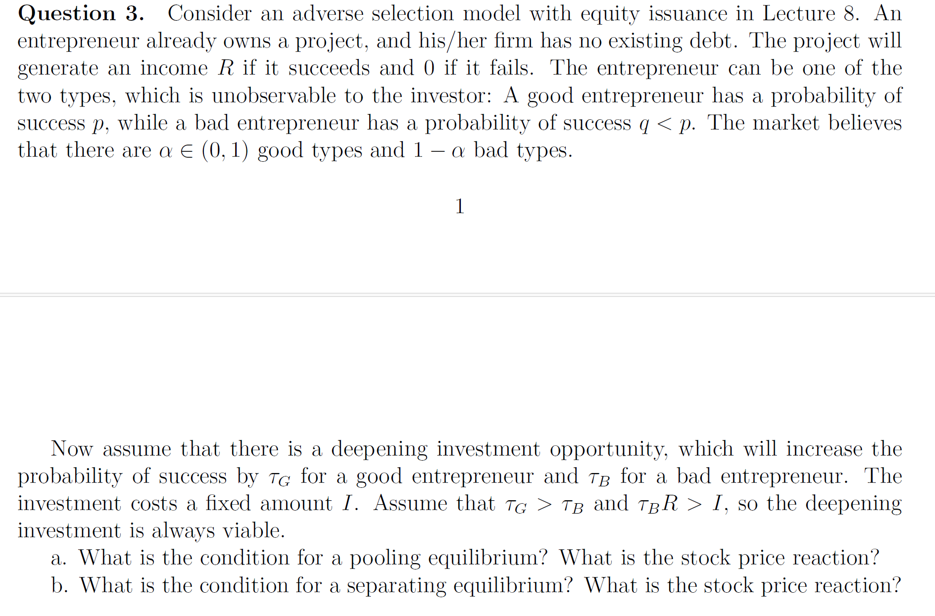 Solved Question 3. ﻿Consider an ﻿adverse selection model | Chegg.com