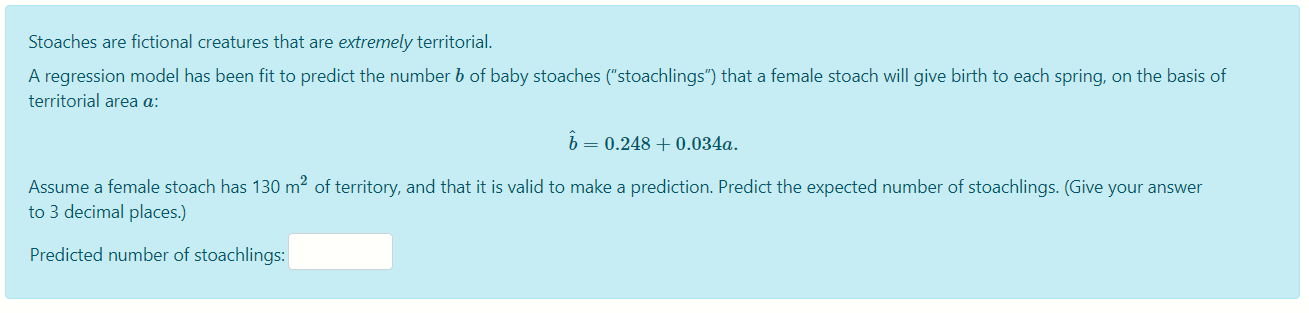 Solved Stoaches are fictional creatures that are extremely | Chegg.com