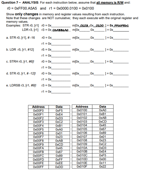 :Ox Question 7 - ANALYSIS: For each instruction | Chegg.com