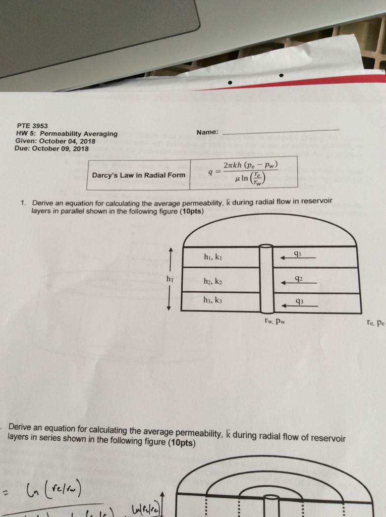 Solved PTE 3953 HW 5: Permeability Averaging Given: October | Chegg.com