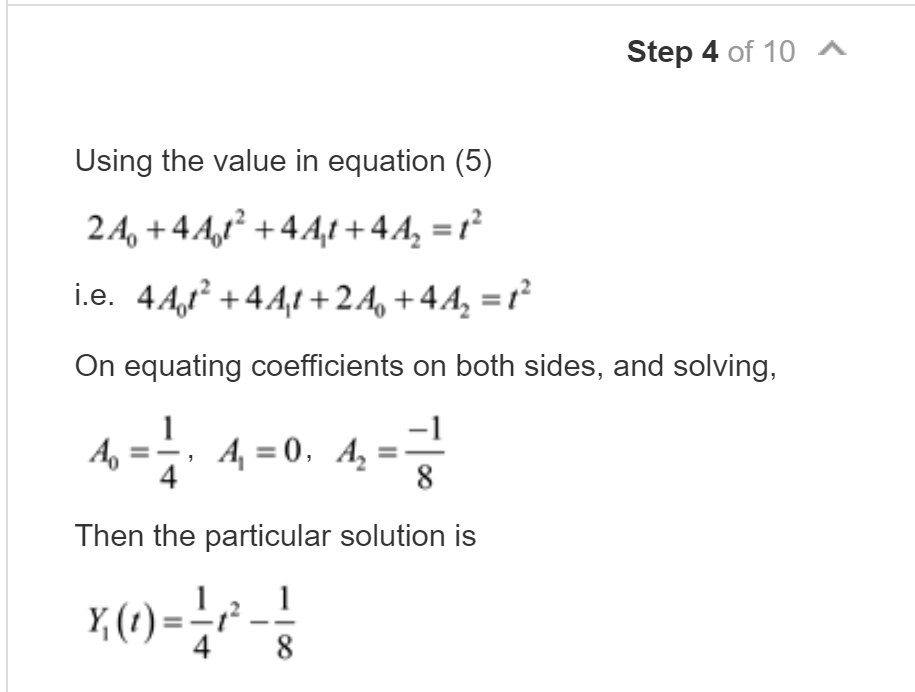 Solved Step 4 of 10 Using the value in equation (5) i.e. | Chegg.com