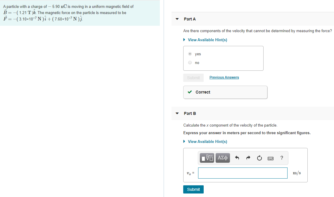 Solved A particle with a charge of - 5.90 nC is moving in a | Chegg.com