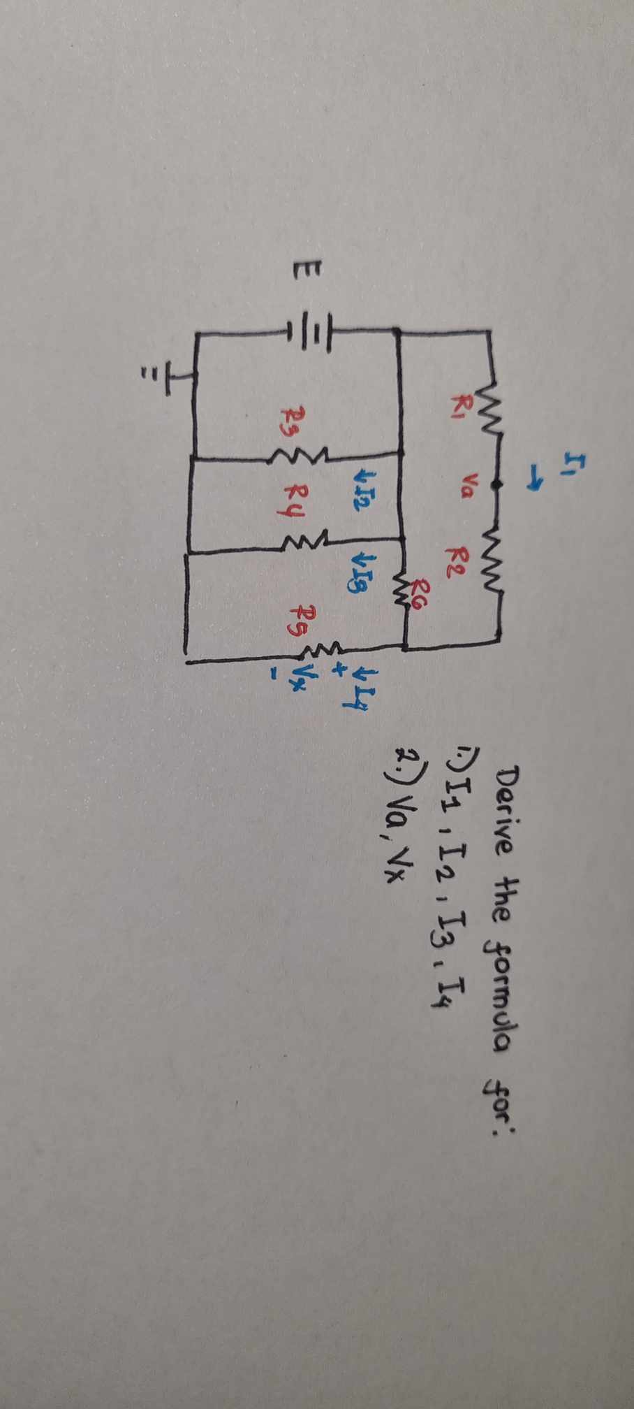 Solved Derive the formula for: 1.) I1,I2,I3,I4 2.) Va,Vx | Chegg.com