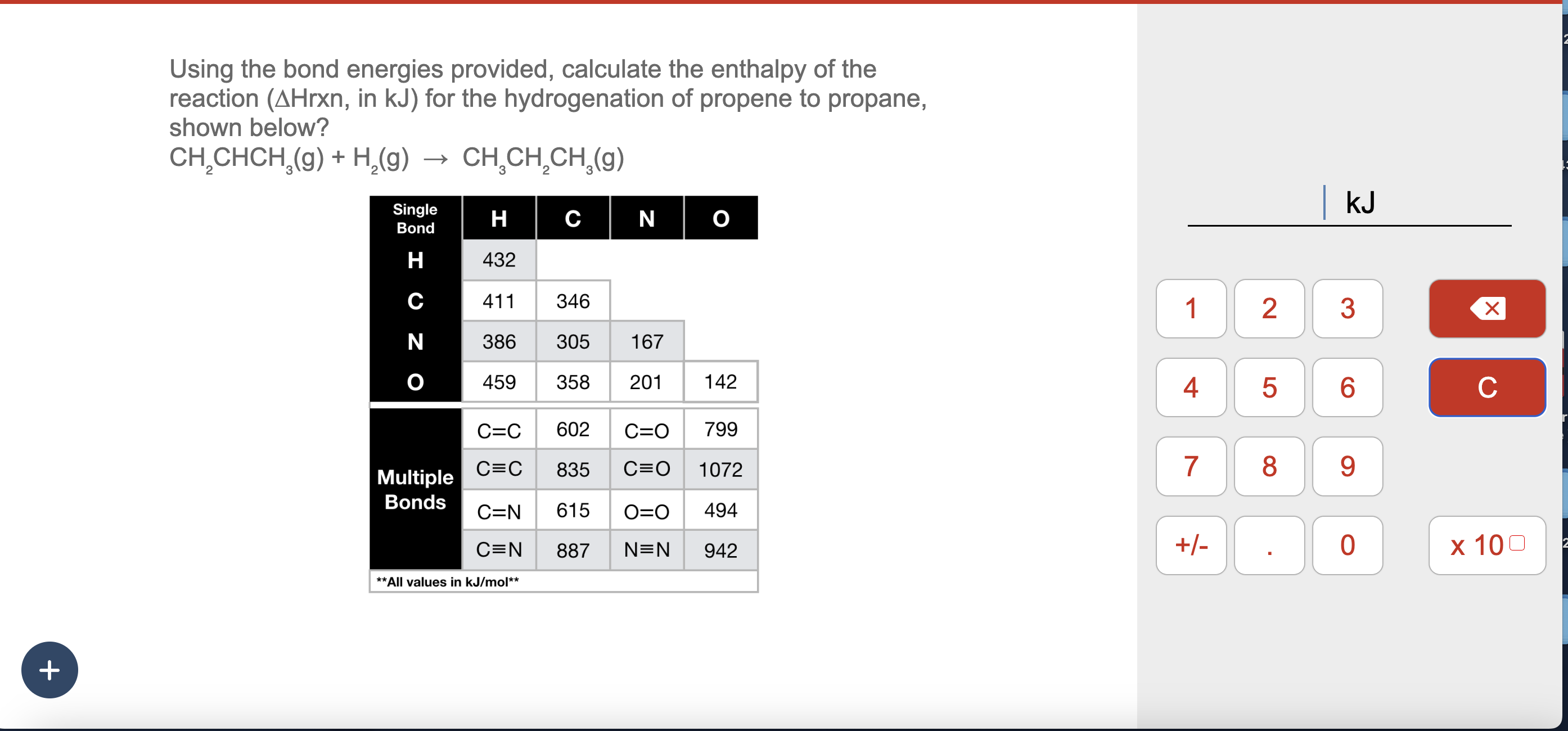 Solved Using the bond energies provided, calculate the | Chegg.com