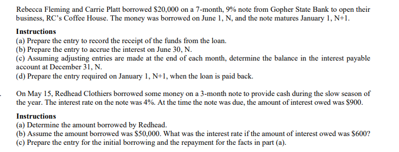 Solved Rebecca Fleming and Carrie Platt borrowed $20,000 on | Chegg.com