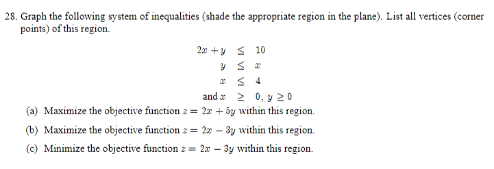 Solved 28. Graph the following system of inequalities (shade | Chegg.com