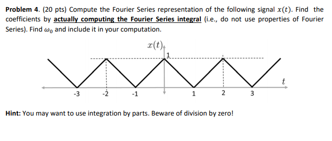 Solved Problem 4. (20 pts) Compute the Fourier Series | Chegg.com Solved Problem 4. (20 pts) Compute the Fourier Series | Chegg.com
