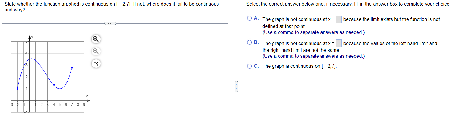 Solved State whether the function graphed is continuous on | Chegg.com